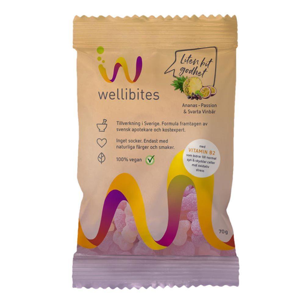 Wellibites ananas & pasjon & solbær 70 gram - ApotekDirekte.no